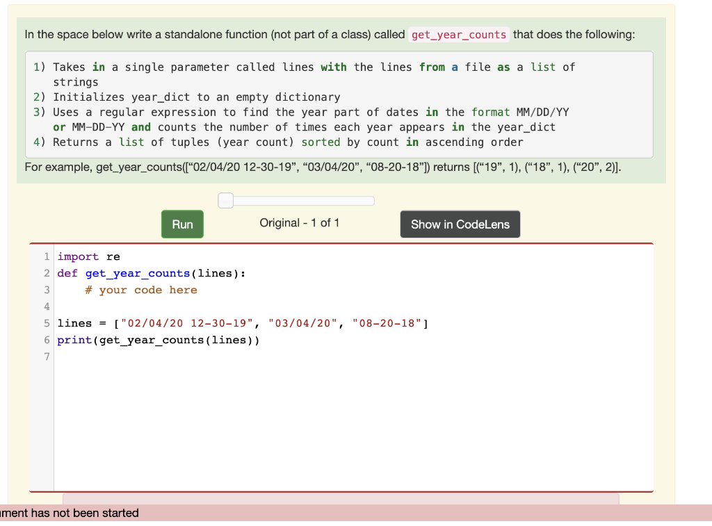 Solved In the space below write a standalone function (not | Chegg.com