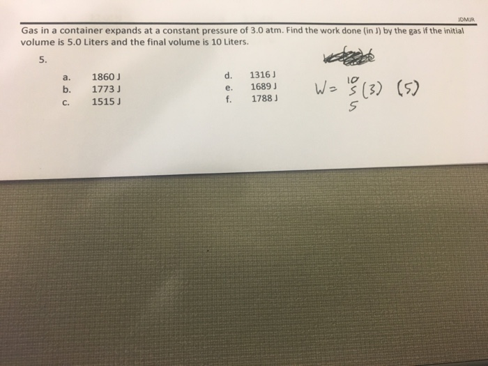 Solved Gas in a container expands at a constant pressure of | Chegg.com