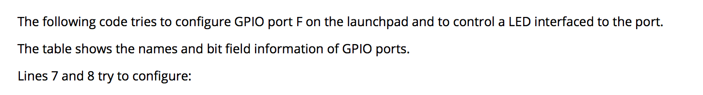 Solved The following code tries to configure GPIO port Fon | Chegg.com
