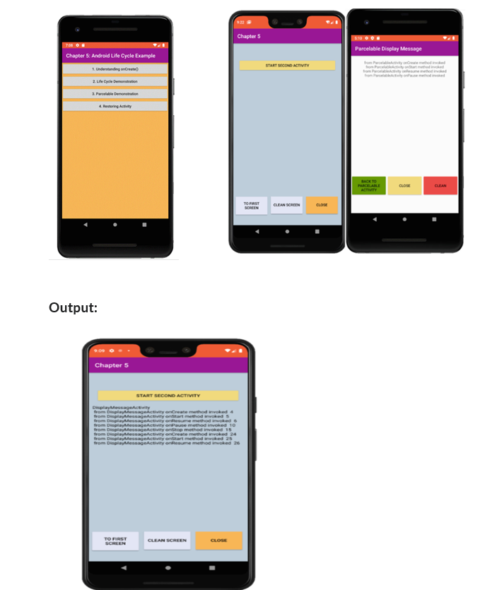 Solved InstructionsThe LifeCycleExample app has four buttons | Chegg.com