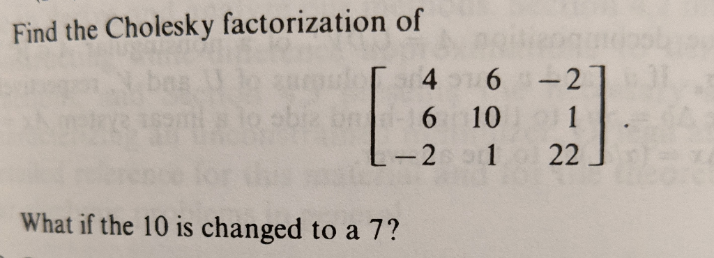 Solved Find the Cholesky factorization of 4 6 L-2 6 -21 10 1 | Chegg.com