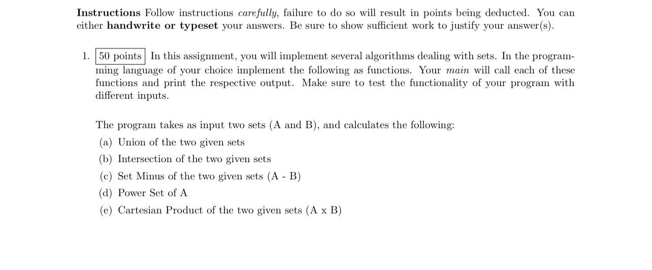 Solved Instructions Follow instructions carefully, failure | Chegg.com