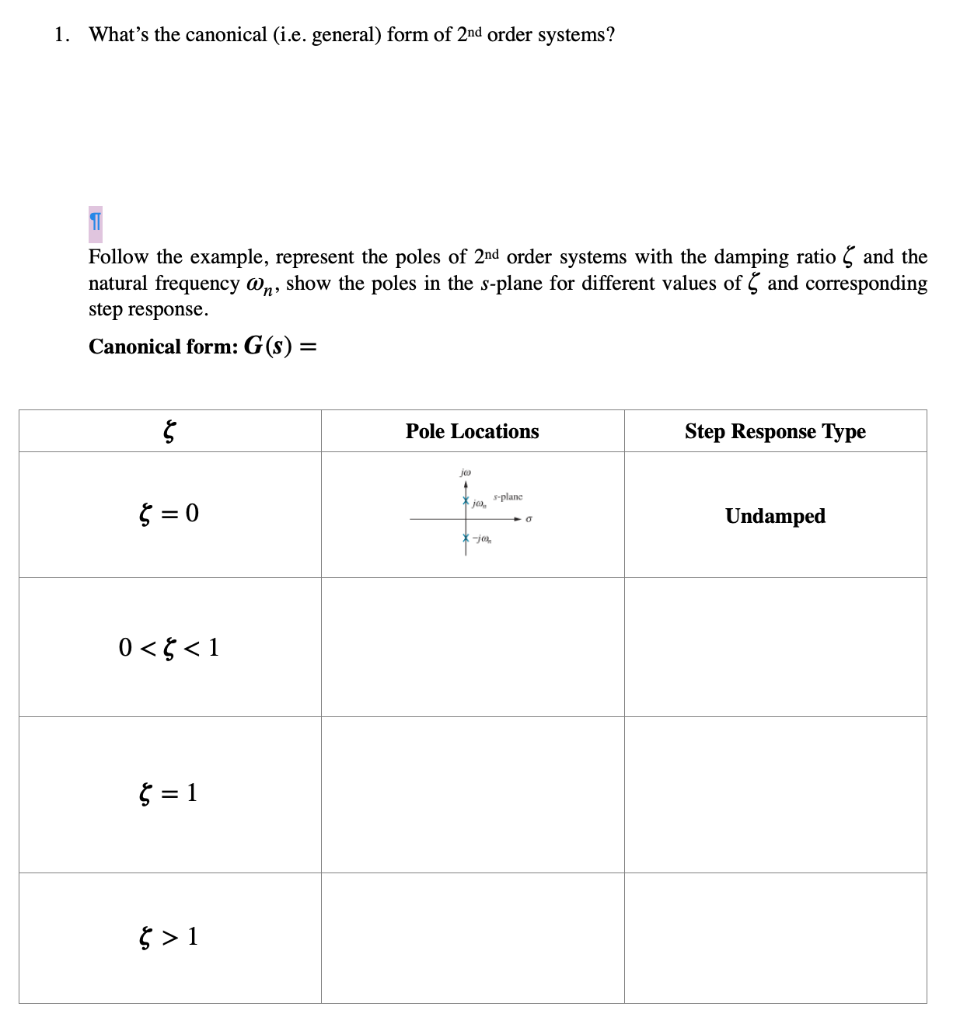 Solved 1. What's the canonical (i.e. general) form of 2nd | Chegg.com