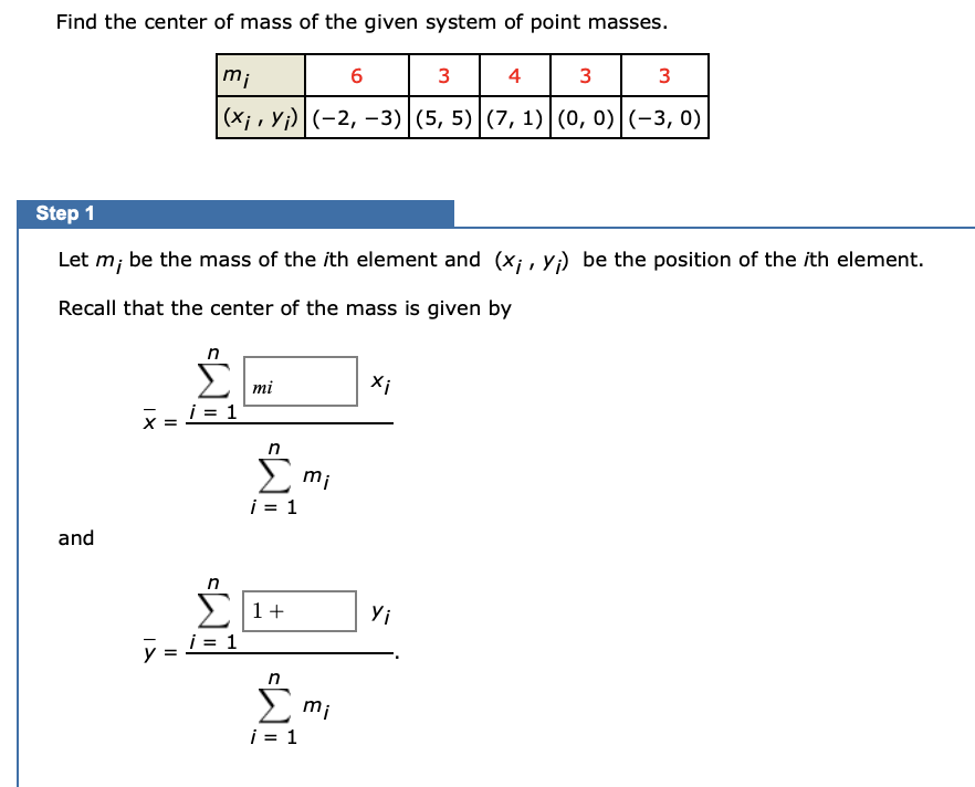 Solved Find the center of mass of the given system of point | Chegg.com