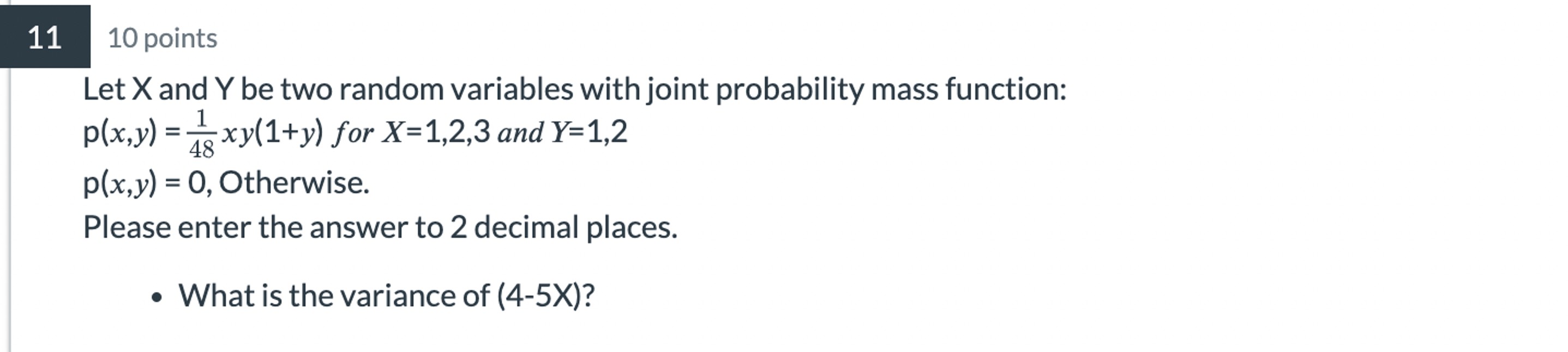Solved 1110 ﻿pointsLet x ﻿and Y ﻿be two random variables | Chegg.com