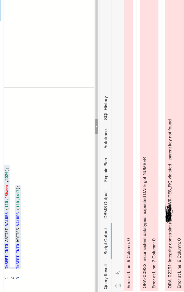 Solved Errors in SQL Orcale Query, what is wrong? Three | Chegg.com