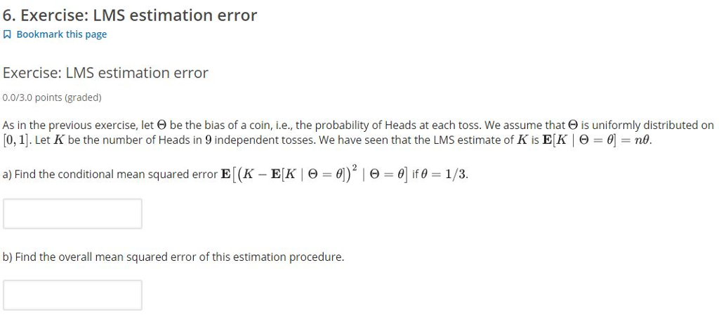 Solved 6. Exercise: LMS estimation error A Bookmark this | Chegg.com
