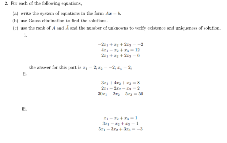 Solved 2. For each of the following equations, (a) write the | Chegg.com