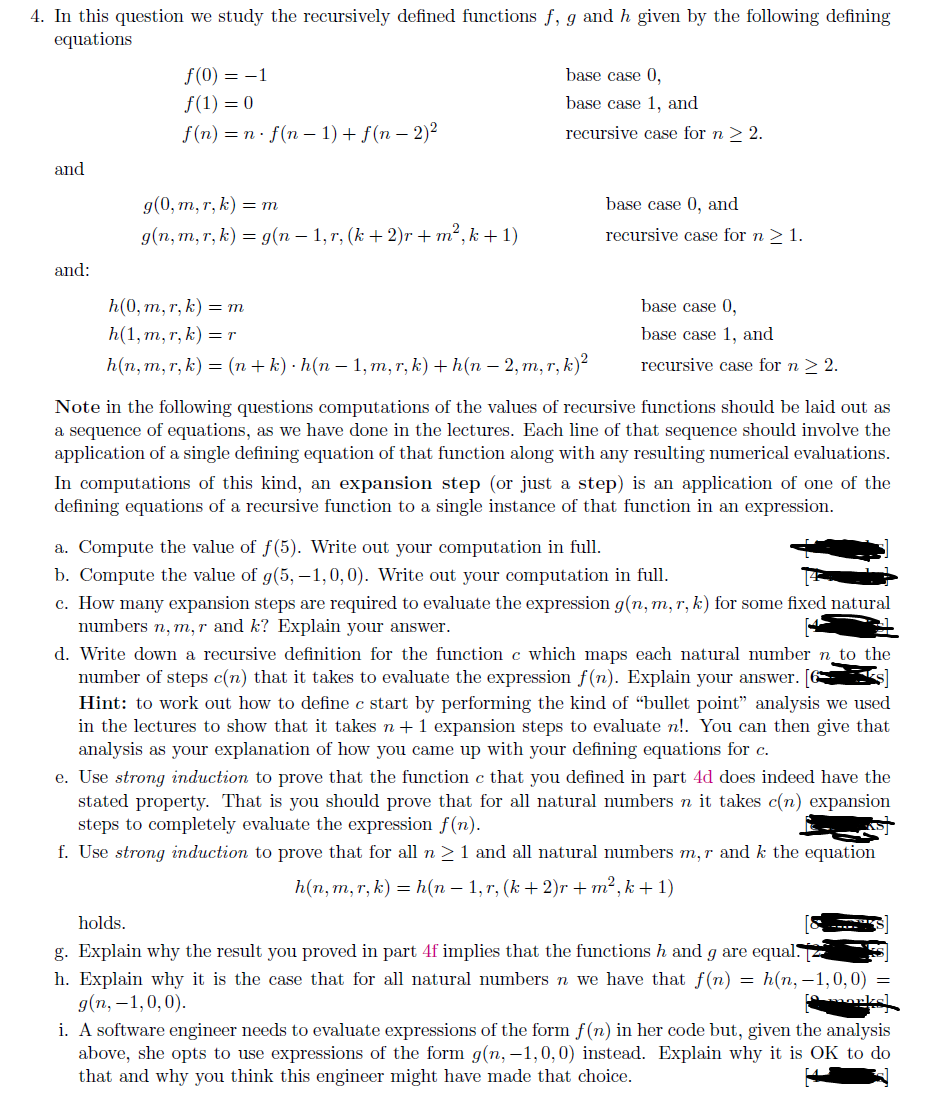 4. In this question we study the recursively defined | Chegg.com