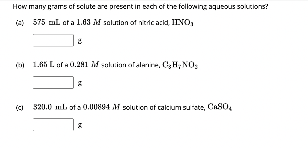 Solved How many grams of solute are present in each of the | Chegg.com