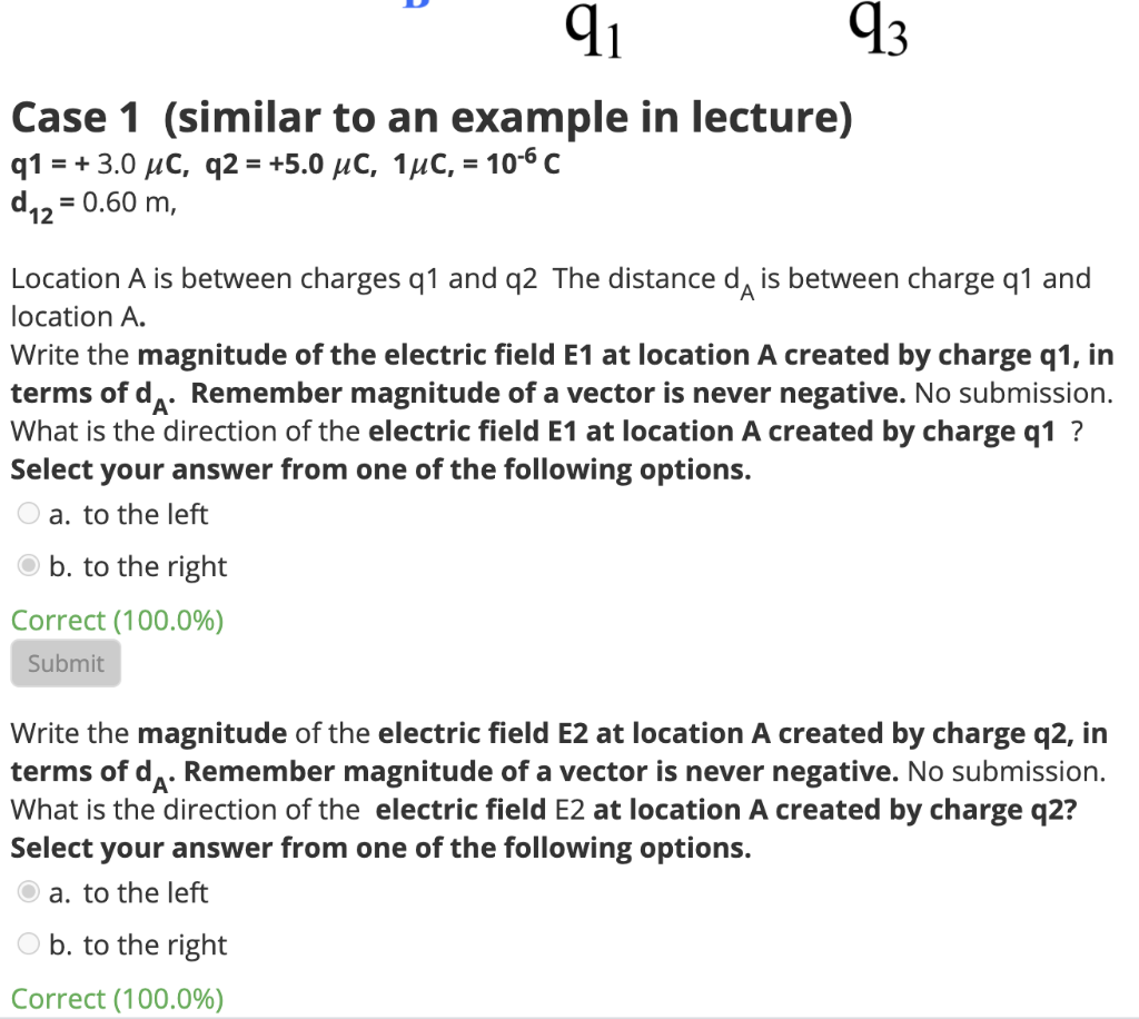 Solved 91 93 Case 1 (similar to an example in lecture) q1 = | Chegg.com