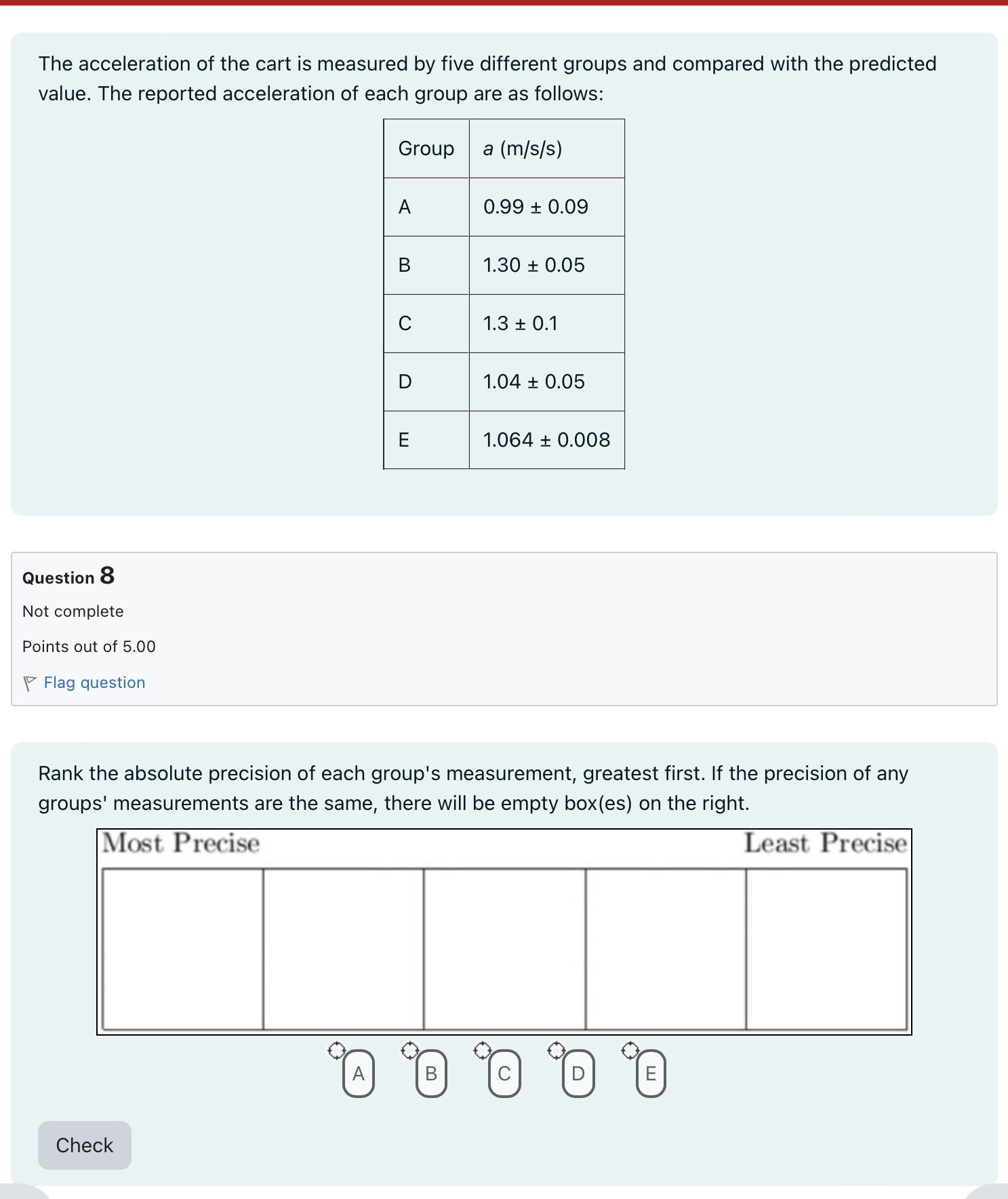 Solved Rank the absolute accuracy of each group's | Chegg.com
