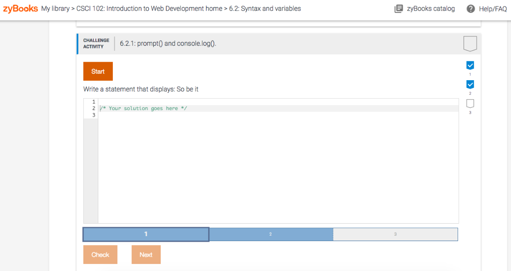 zyBooks My library> CSCI 102: Introduction to Web | Chegg.com