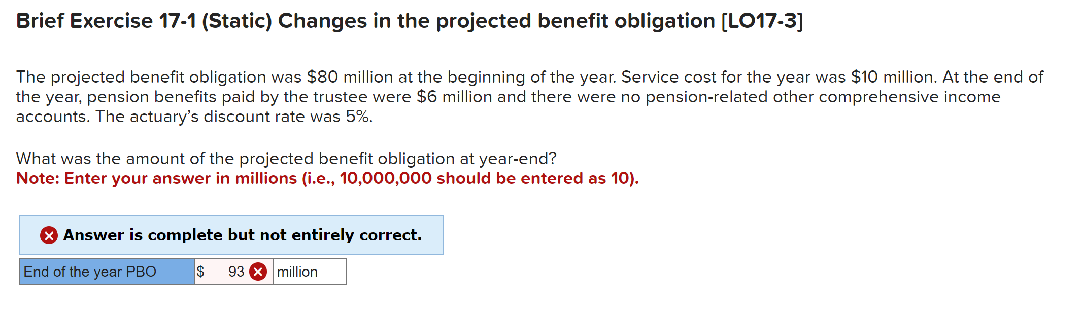 Solved Brief Exercise 17-1 (Static) Changes in the projected | Chegg.com