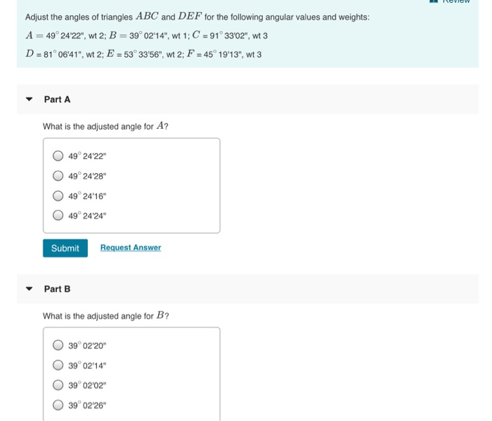 Solved Adjust the angles of triangles ABC and DEF for the | Chegg.com