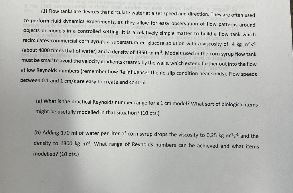 Solved (1) Flow tanks are devices that circulate water at a | Chegg.com