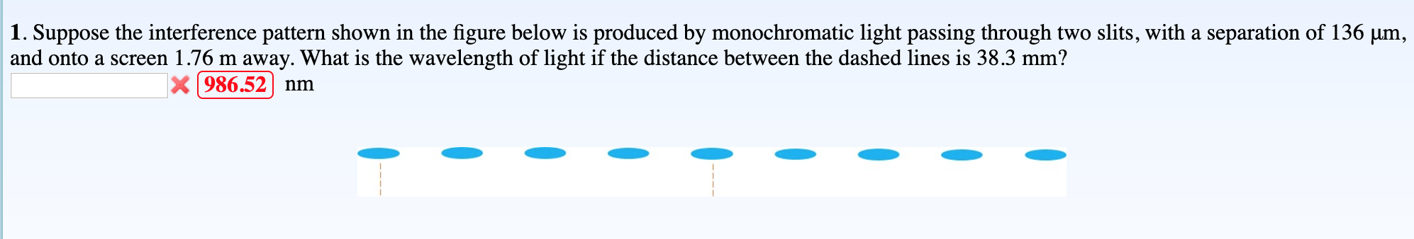 Solved 1. Suppose the interference pattern shown in the | Chegg.com