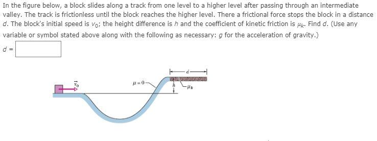Solved In the figure below, a block slides along a track | Chegg.com