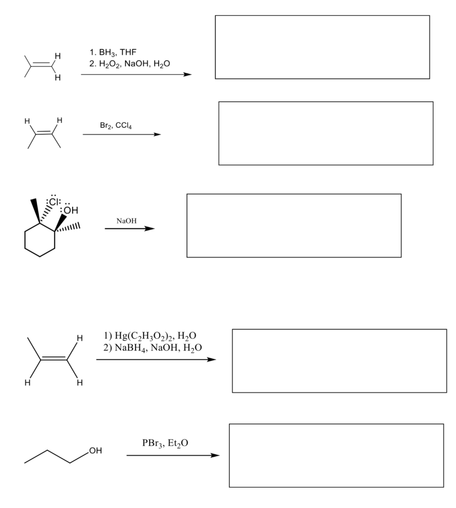 Solved Н. F 1. BH3, THE 2. H2O2, NaOH, H2O H H Bra, CC14 :OH | Chegg.com