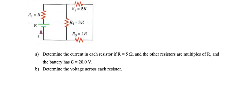 Solved M R = 2R R=R R4 = 3R R3 = 4R -W a) Determine the | Chegg.com