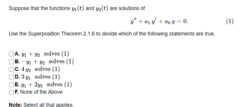 Solved Suppose that the functions yı(t) and yz(t) are | Chegg.com