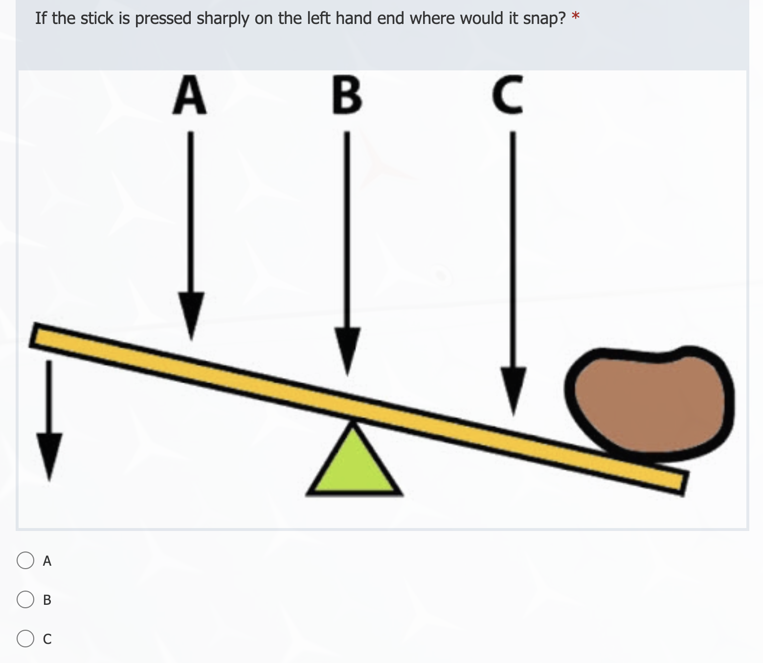 Solved If the stick is pressed sharply on the left hand end | Chegg.com