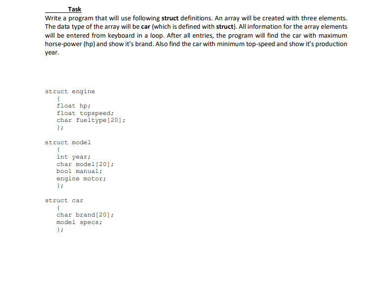 Solved Task Write a program that will use following struct | Chegg.com