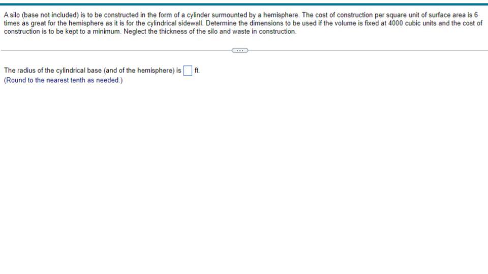 Solved A silo (base not included) is to be constructed in | Chegg.com