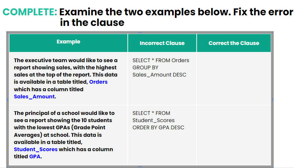 Solved COMPLETE: Examine the two examples below. Fix the | Chegg.com