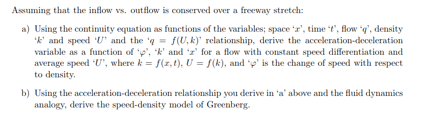 Assuming that the inflow vs. outflow is conserved | Chegg.com