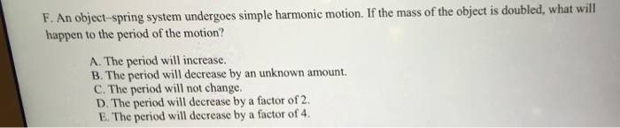 Solved An object-spring system undergoes simple harmonic | Chegg.com