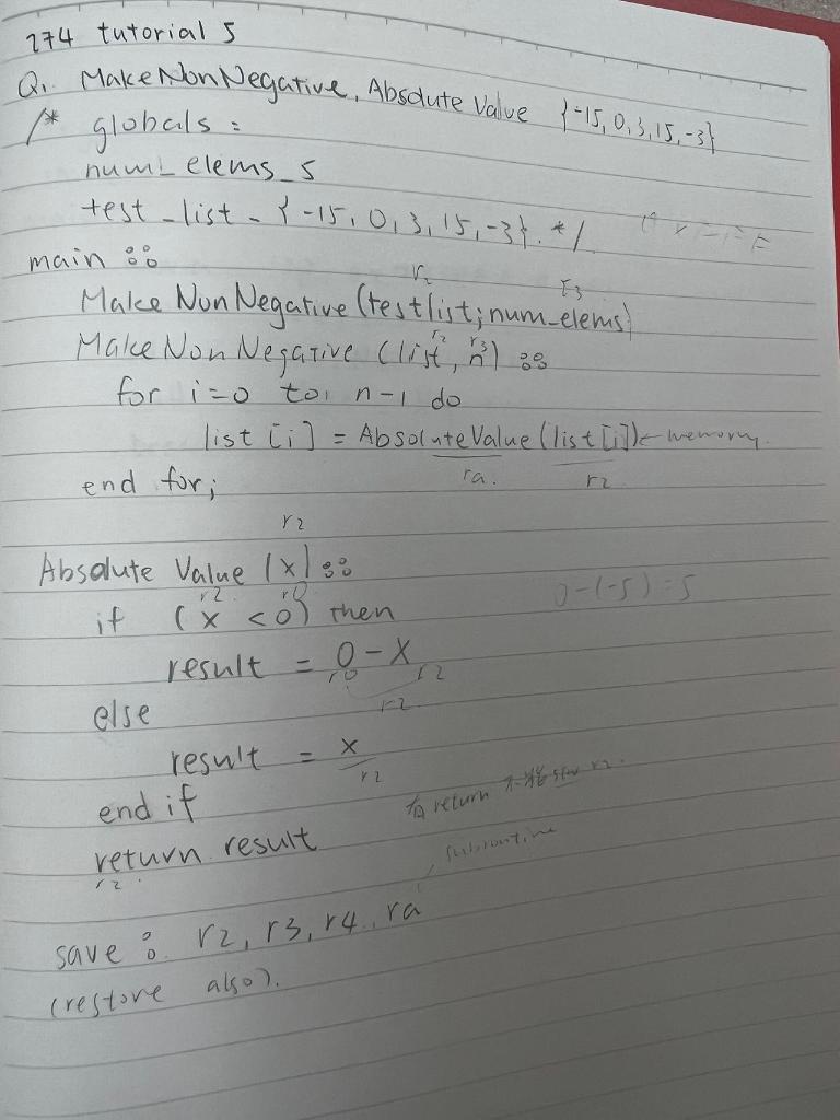 274 tutorial 5 Q. Make Non Negative, Absolute value | Chegg.com