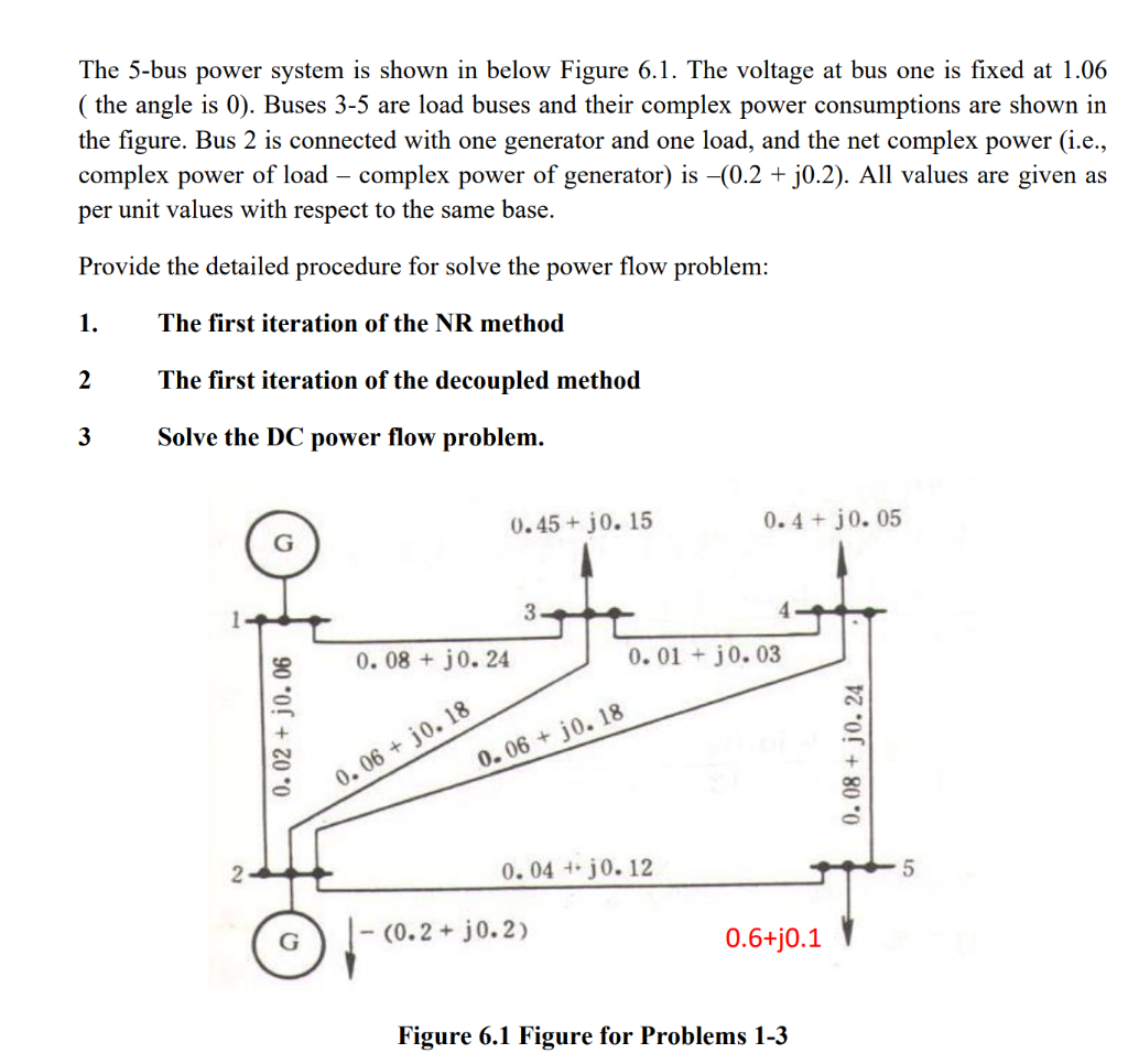 The 5-bus power system is shown in below Figure 6.1. | Chegg.com