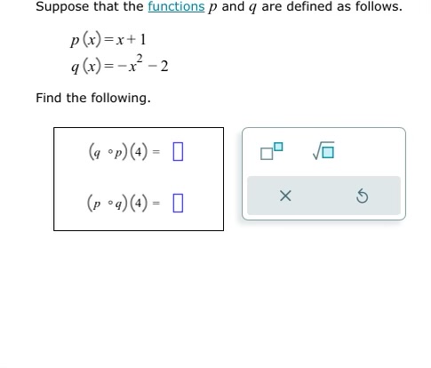 Solved Suppose that the functions p and q are defined as | Chegg.com
