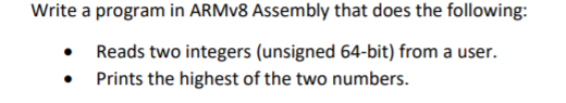 Solved Write a program in ARMv8 Assembly that does the | Chegg.com