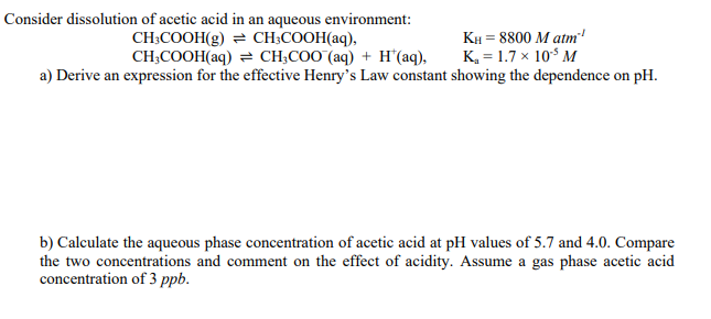 Solved Consider dissolution of acetic acid in an aqueous | Chegg.com