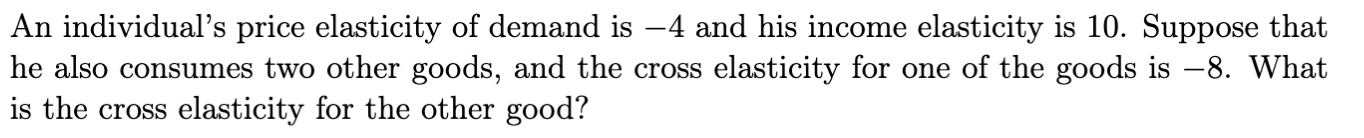 Solved An individual's price elasticity of demand is −4 and | Chegg.com