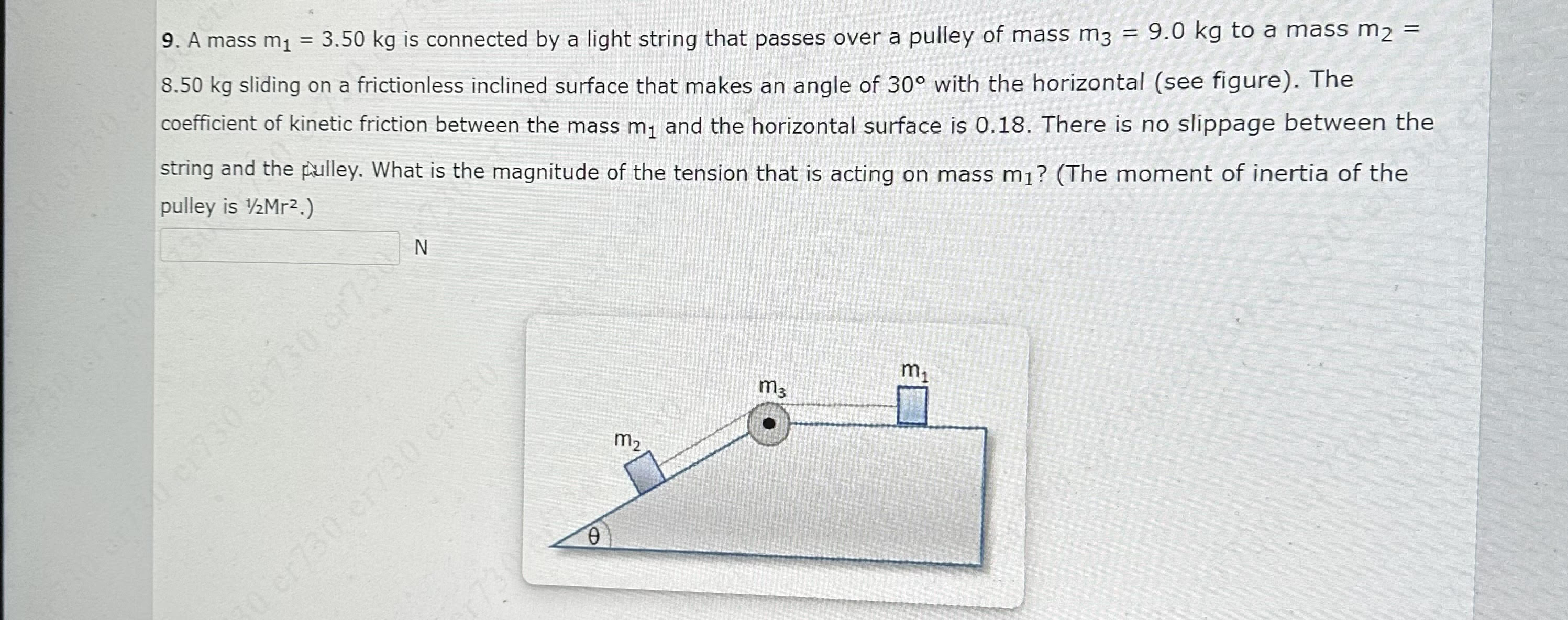 Solved 9. A mass m1=3.50 kg is connected by a light string | Chegg.com