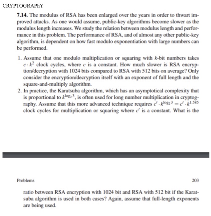 Solved CRYPTOGRAPhY 7.14. The modulus of RSA has been | Chegg.com