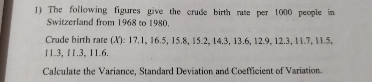 Solved 1) The following figures give the crude birth rate | Chegg.com