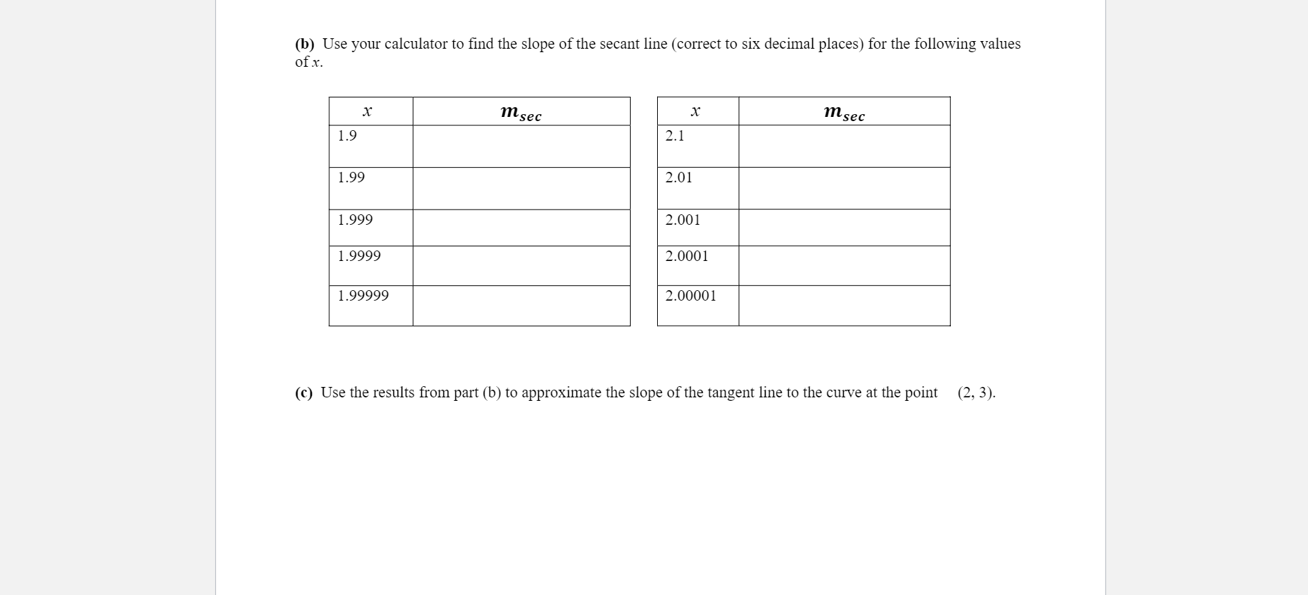 Solved Name Math 2413 Lab – Understanding Slope of the | Chegg.com