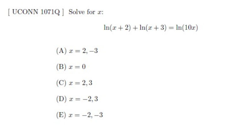 Solved [ ﻿UCONN 1071Q] ﻿Solve for x | Chegg.com