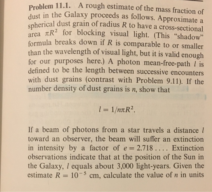 Solved Problem 11.1. A rough estimate of the mass fraction | Chegg.com