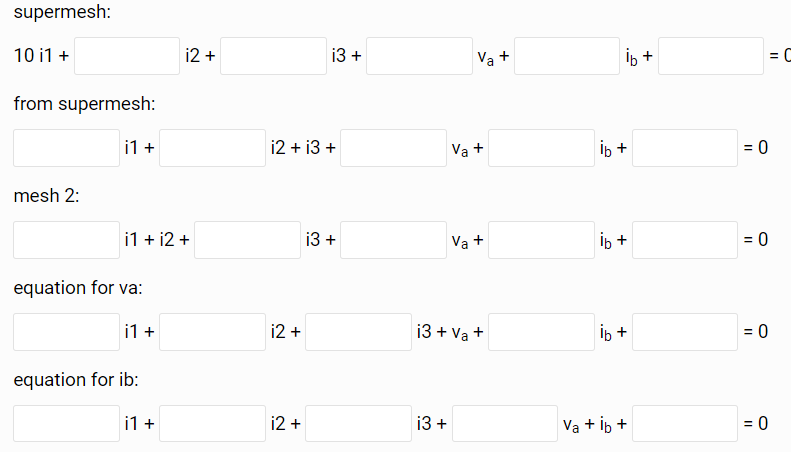 Solved supermesh: 10i1+ i2+ i3 + va+ ib+ from supermesh: | Chegg.com