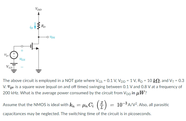 Solved VOD RD - Ups UGS VGS The above circuit is employed in | Chegg.com