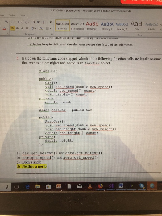 Solved CSC300 Final [Read-Only] ·Microsoft word (Product | Chegg.com