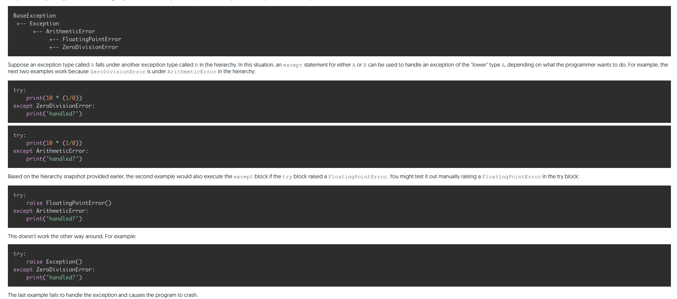 Solved BaseException +-- Exception +-- ArithmeticError +-- | Chegg.com