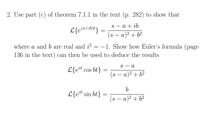 Solved 2. Use part (c) of theorem 7.1.1 in the text (p. 282) | Chegg.com