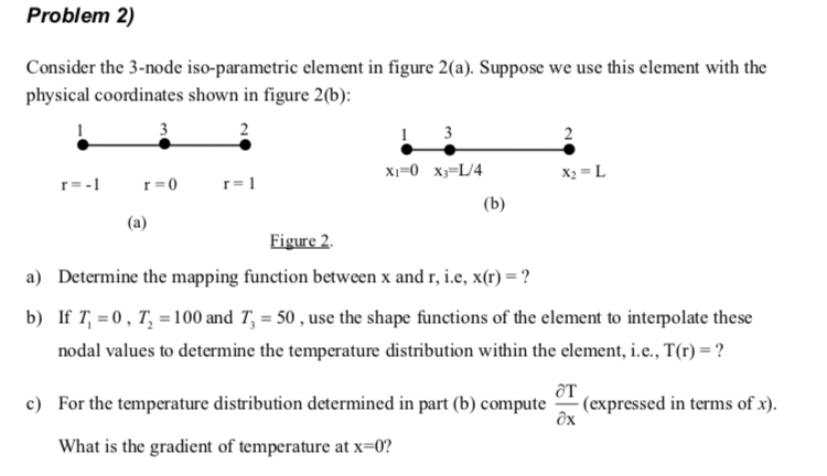 Solved Problem 2) Consider the 3-node iso-parametric element | Chegg.com
