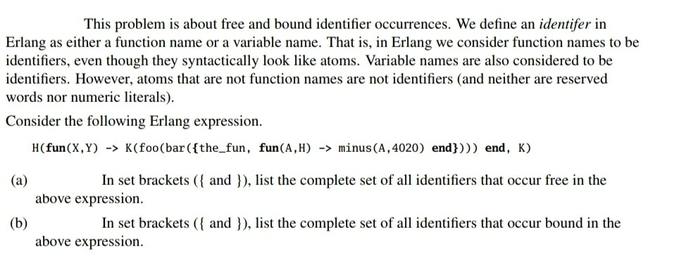This problem is about free and bound identifier | Chegg.com